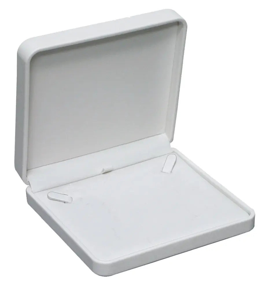White Rounded Corner Leatherette Large Necklace Box – Jewelry Displayz